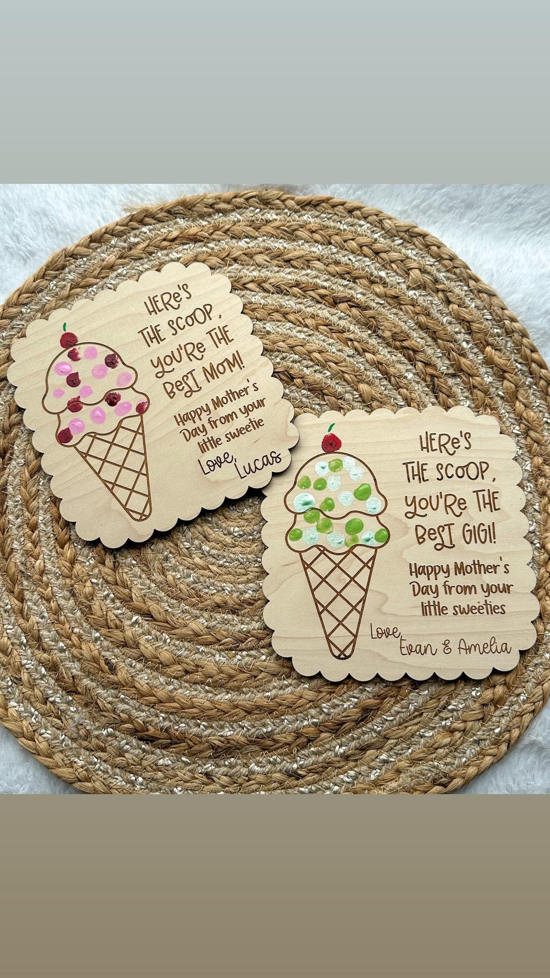 Personalized Ice Cream Fingerprint Sign L Mother's Day Sign L DIY ...