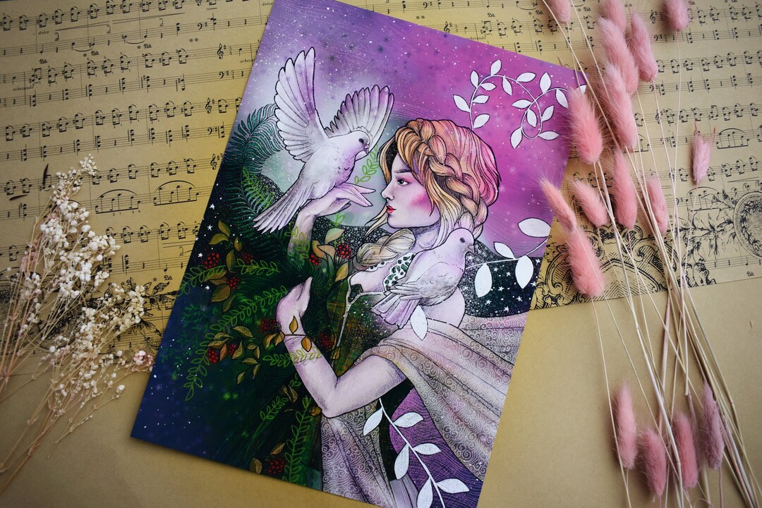 Pagan Love Goddess Milda Dove Art Print | Clestial Female Wall Art ...