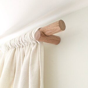 48”- 84” Solid Wood Curtain Rod Set, Solid Oak, Natural - Etsy