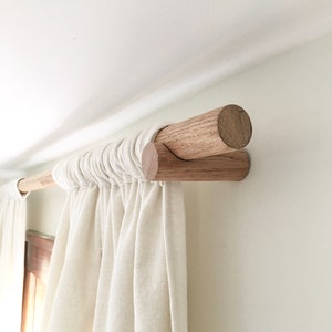 48”- 84” Solid Wood Curtain Rod Set, Solid Oak, Natural - Etsy