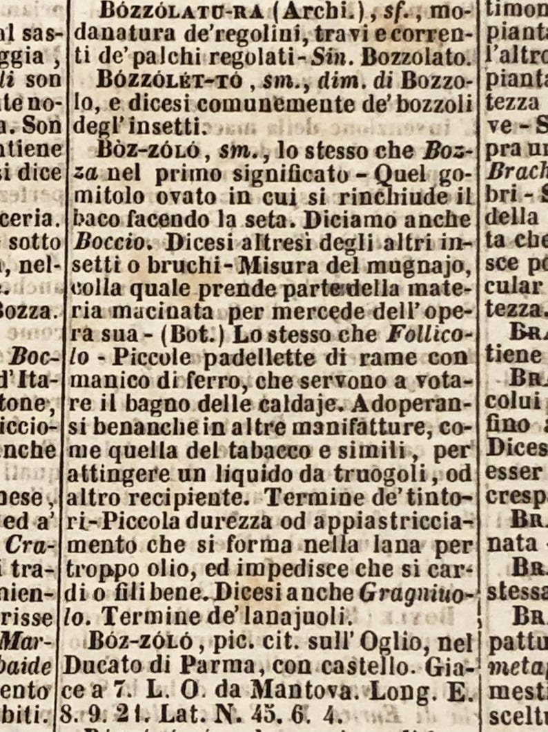 1843 Italian Dictionary Pages: Ephemera for Junk Journals, Rag Paper ...
