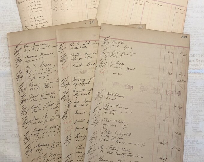 Early 1900's Ledger Paper Bundle for Junk Journaling, Collaging ...