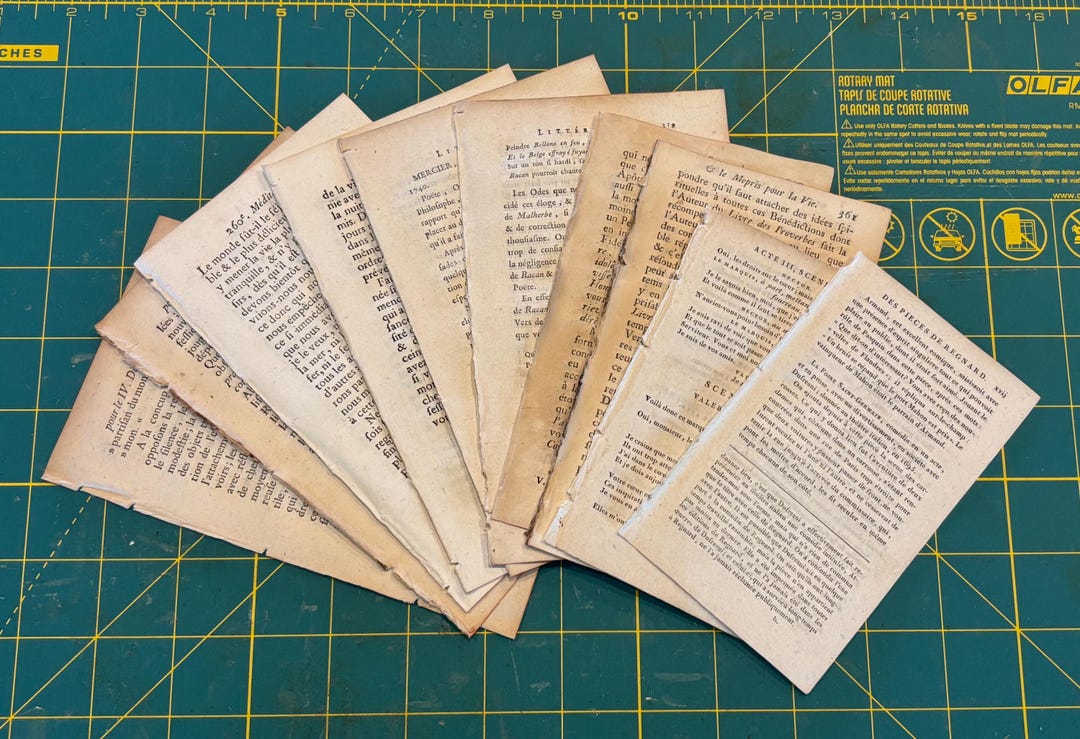 French Cotton Rag Book Pages: 1800s Ephemera for Junk Journals, From ...