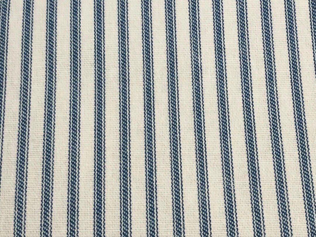 Royal Blue Striped Ticking Fabric: Hand Torn Cotton for Junk Journals ...