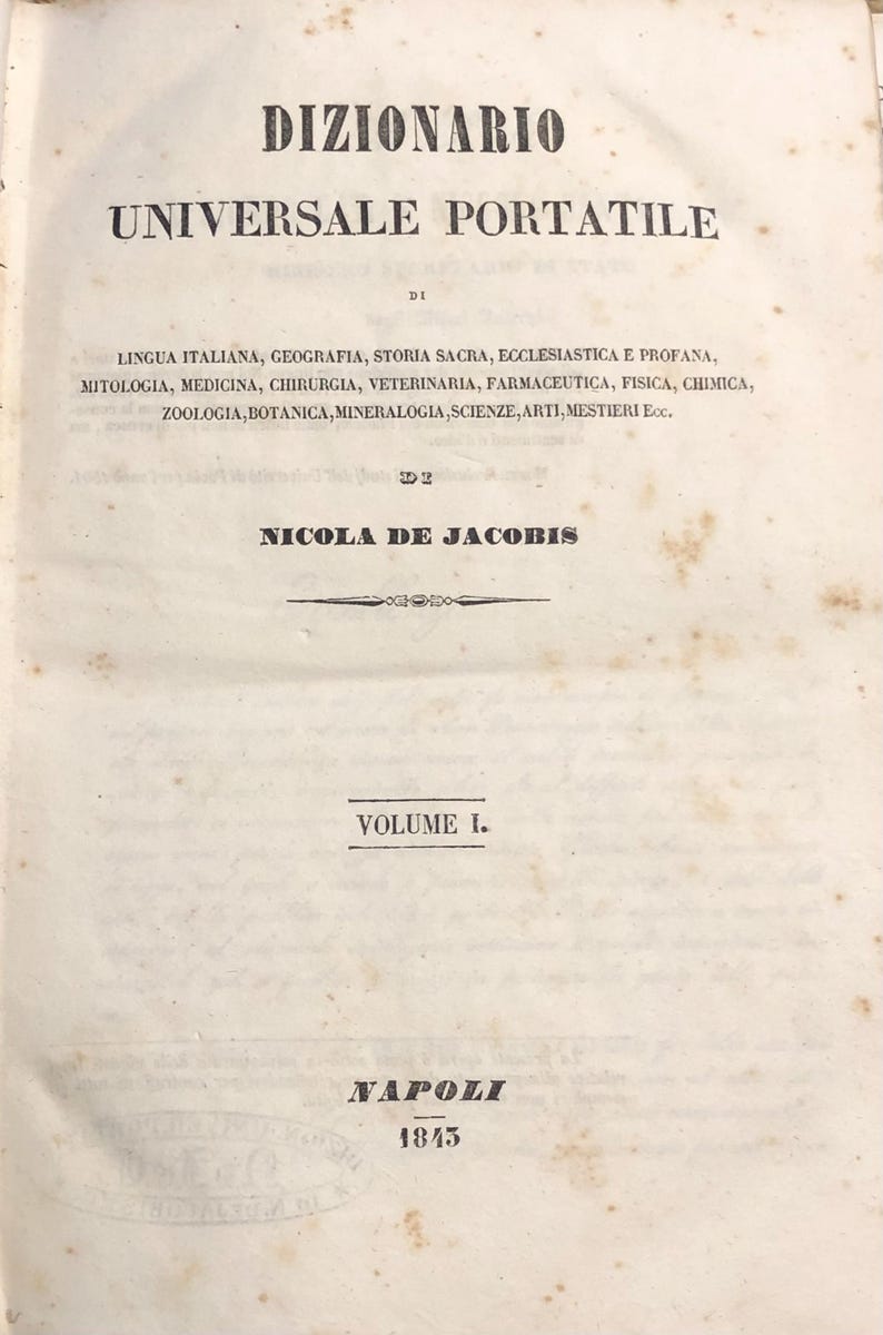 1843 Italian Dictionary Pages: Ephemera for Junk Journals, Rag Paper ...