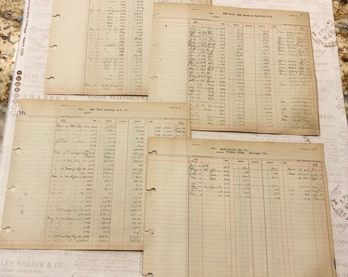 1912-1916 Railroad Ledger Paper Bundle for Junk Journal, Collaging ...