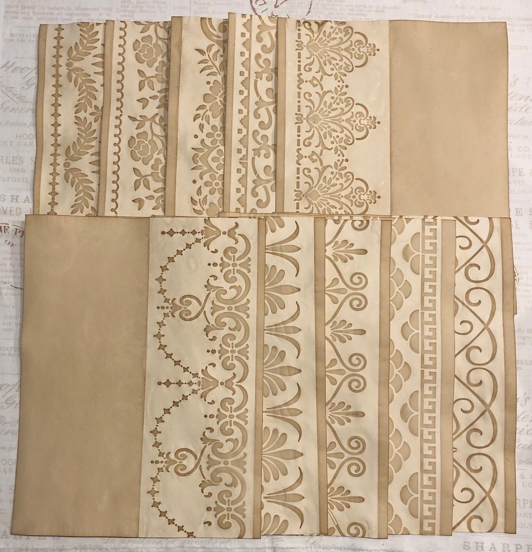 HALF PAGE BORDERS, 10 Sheets of Coffee Dyed Paper, 28 Pound for ...