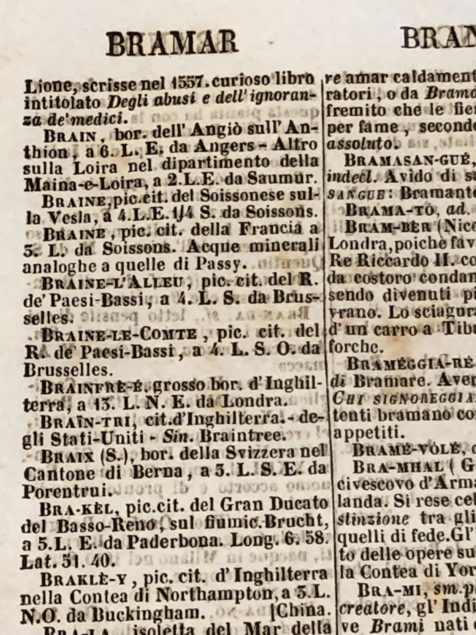 1843 Italian Dictionary Pages: Ephemera for Junk Journals, Rag Paper ...