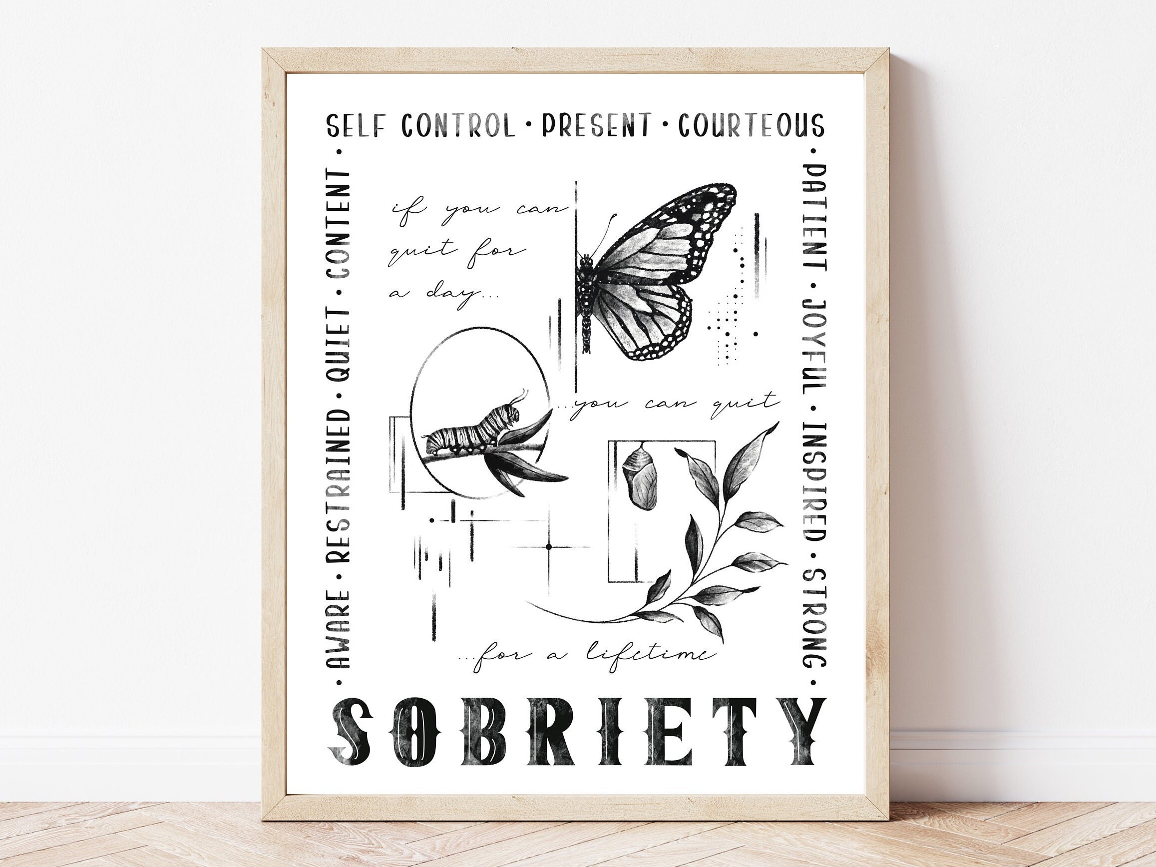 Recovery Sobriety Wall Print Set, Sobriety Sign , Recovery Printable ...