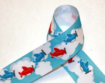 Blue Prince Ribbon with Crown 7/8 inch Grosgrain Boy