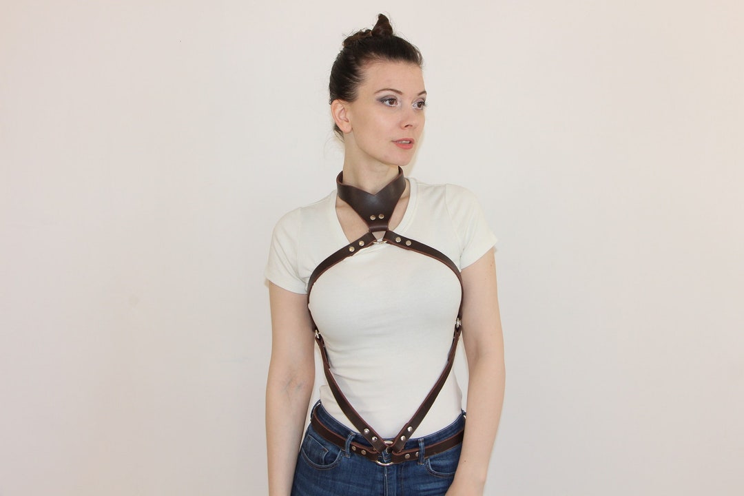 Brown Leather Two Strap Body Harness - Etsy