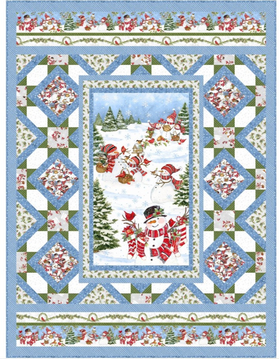 Snowman Fabric Frosty Frolic Susan Winget Frost Frolic Quilt Kit ...
