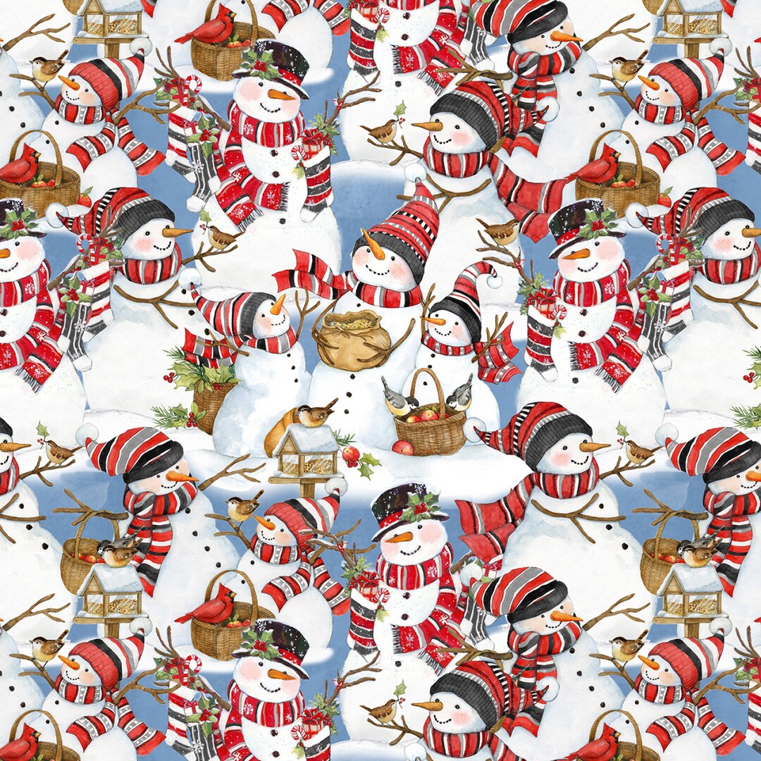 Snowman Fabric - Frosty Frolic - Susan Winget - 1/4 Yard Increments ...