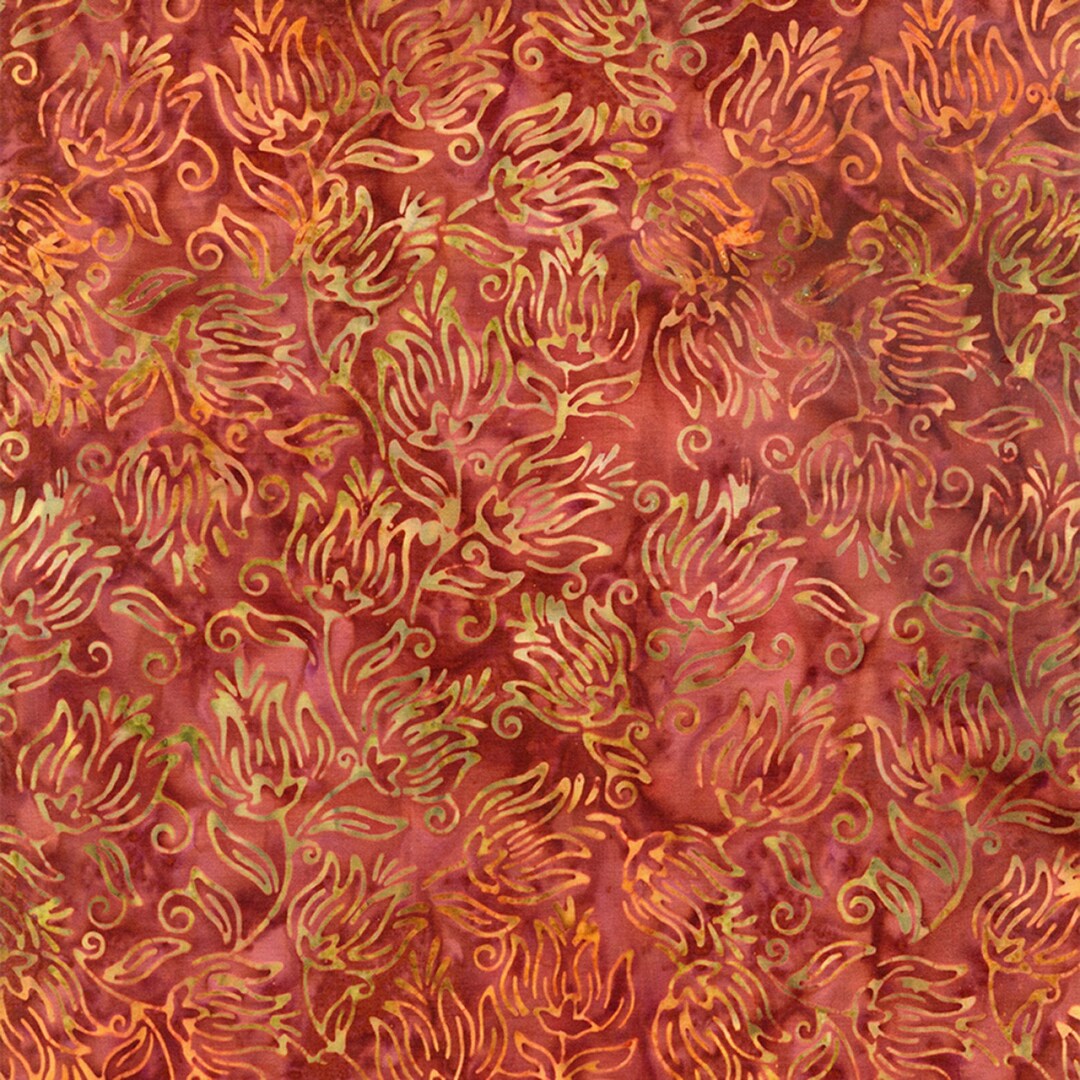 Tonga Batiks Windsong Rust Garden Florals B1952-RUST GINGER 1/4 Yard ...