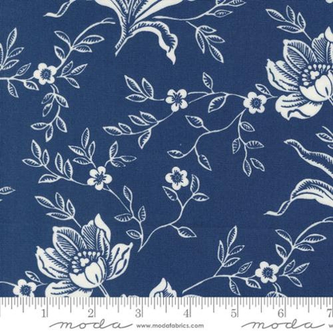 Denim Daisies Midnight Jeans 35380 18 1/4 Yard Increments Moda 100% ...