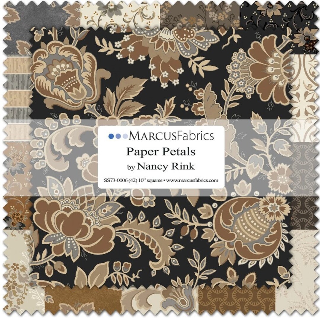 Paper Petals 10 Squares SS73-0006 Marcus Fabrics by Nancy Rink 100% ...