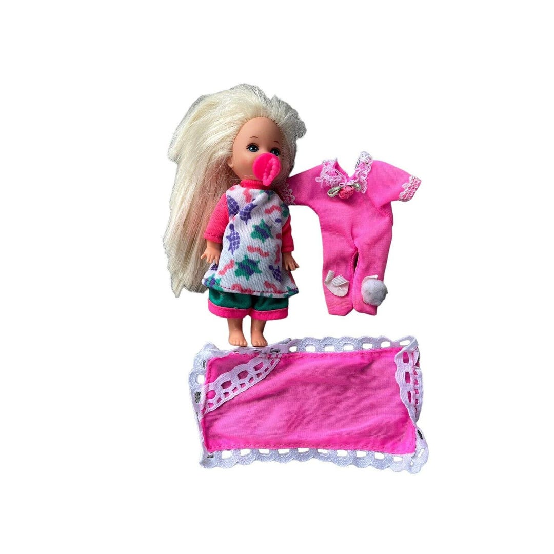 Vintage Kelly Baby Sister Barbie 1994 W/ Pajamas Pacifier Dress and ...