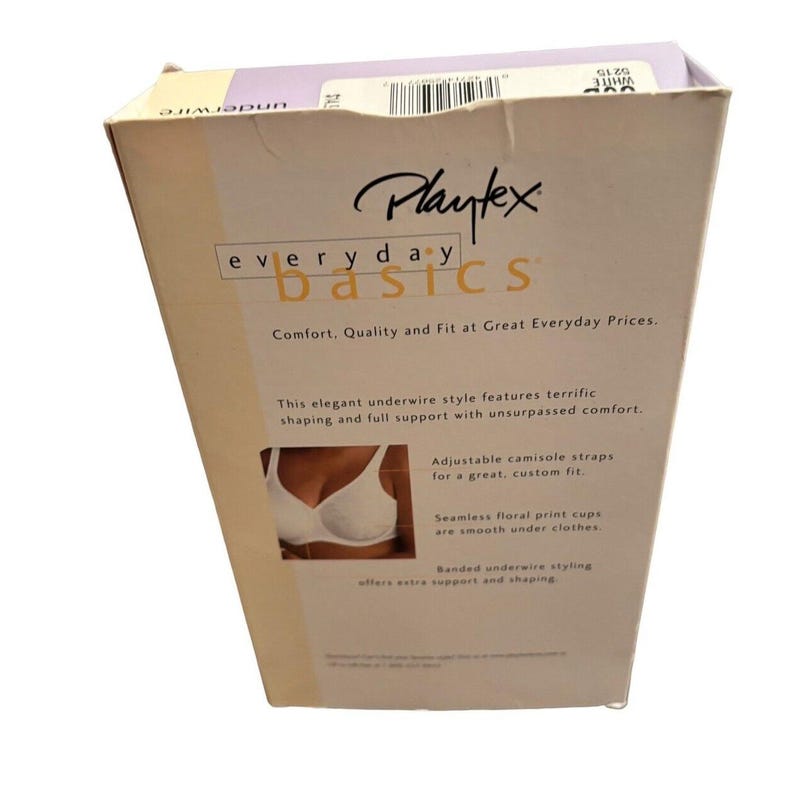 New Vintage Playtex Everyday Basics Seamless Underwire Bra White Floral ...