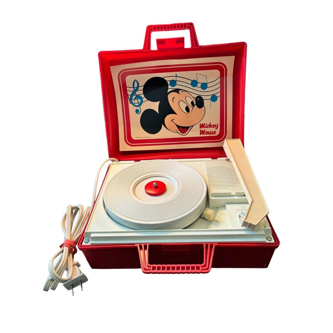 Vintage Working Red Portable Mickey Mouse Record Player - Etsy