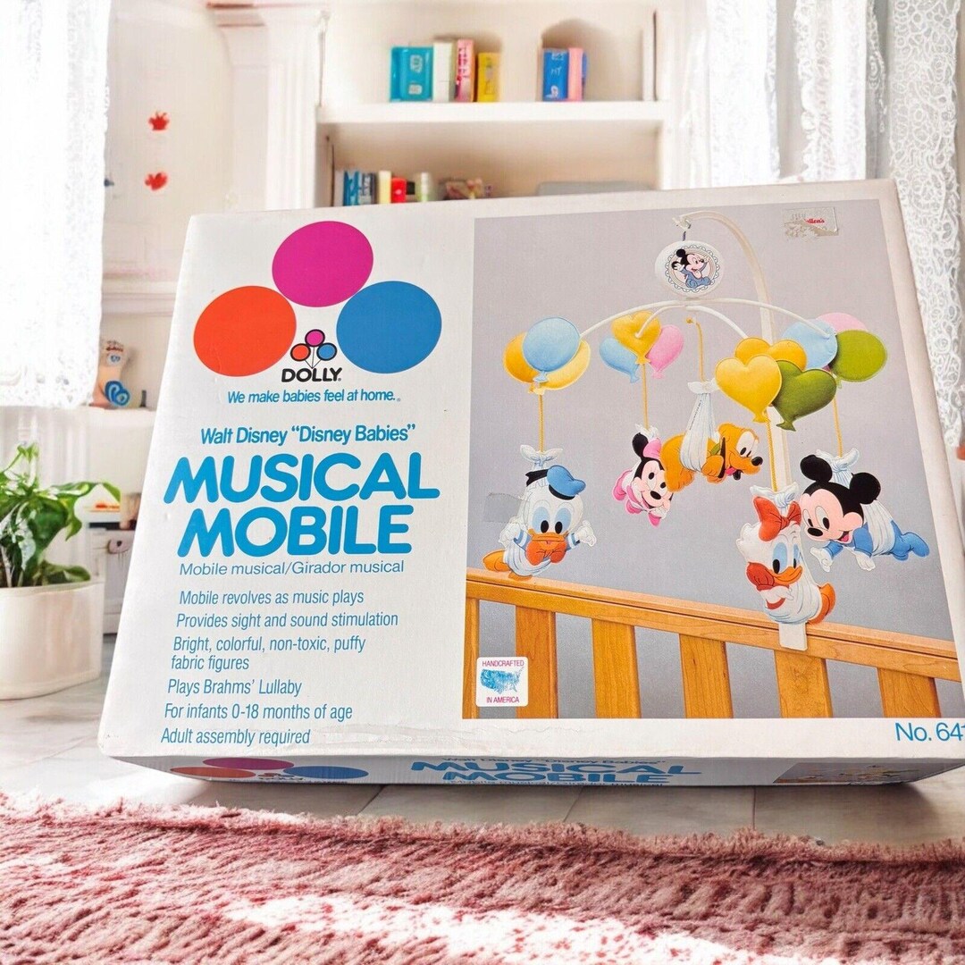 Vintage 1984 Dolly Disney Babies Musical Mobile Mickey Mouse Friends ...