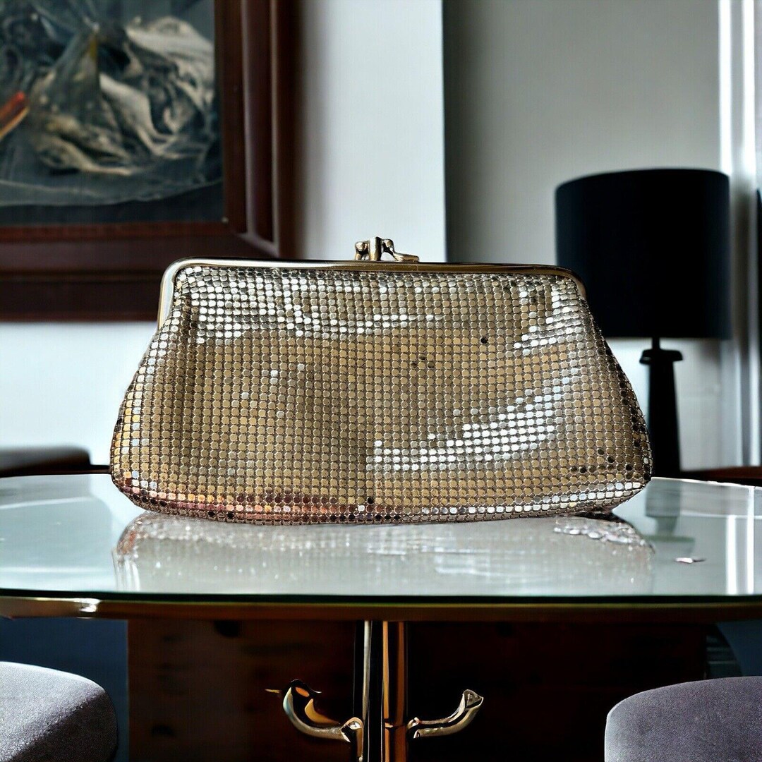 Vintage Lyrella Metal Silver Mesh Evening Clutch Handbag Purse Formal ...