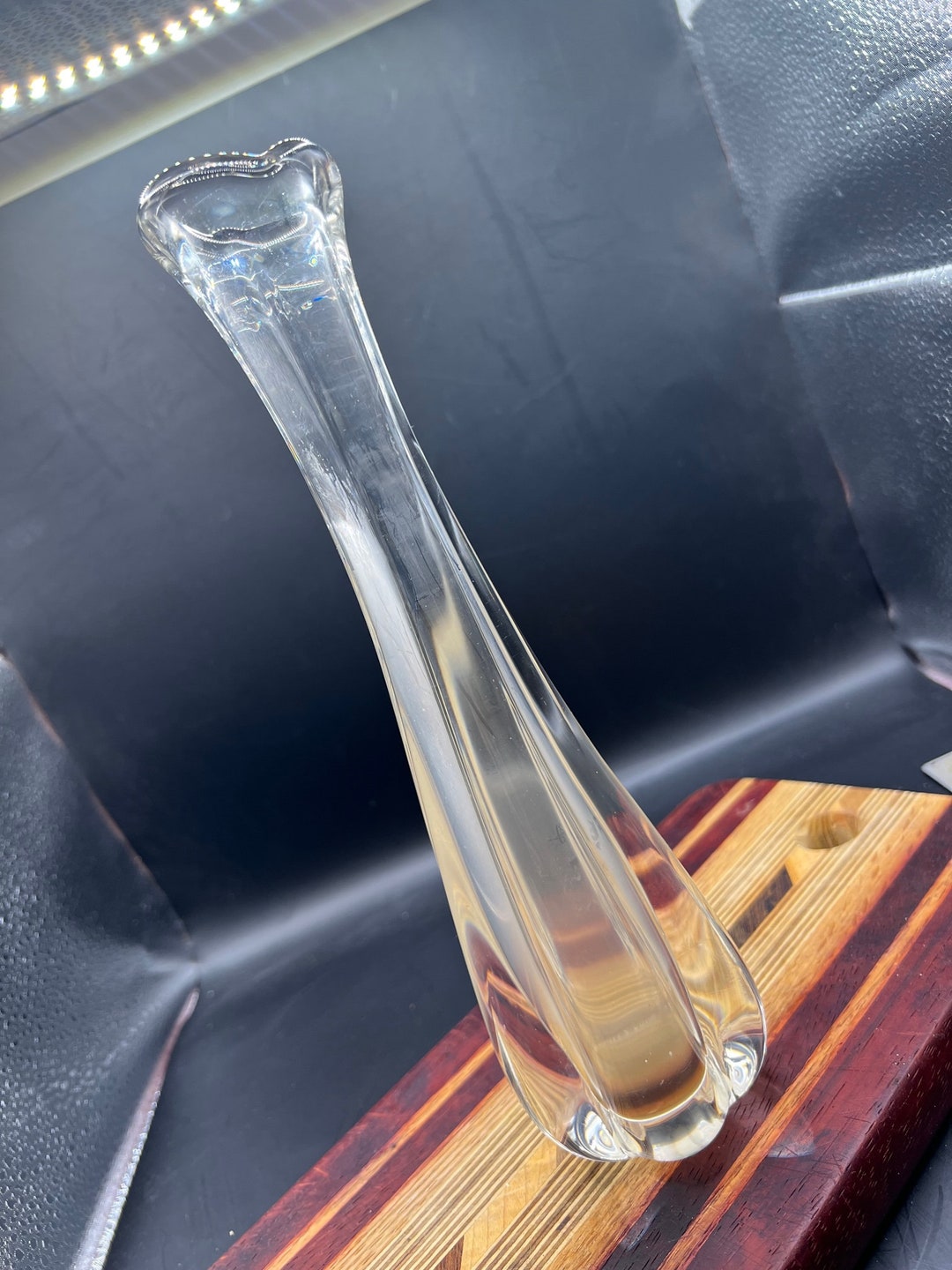 Clear Optic Glass / Crystal Swung Bud Vase Unknown Maker - Etsy