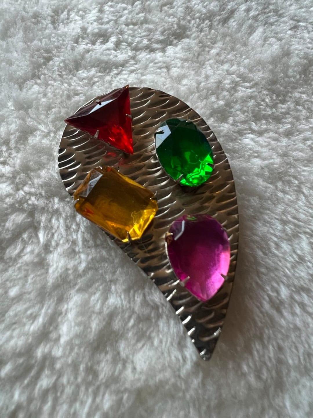 Extra Large Paisley Shapped Pin With Paste Rhinestones. - Etsy