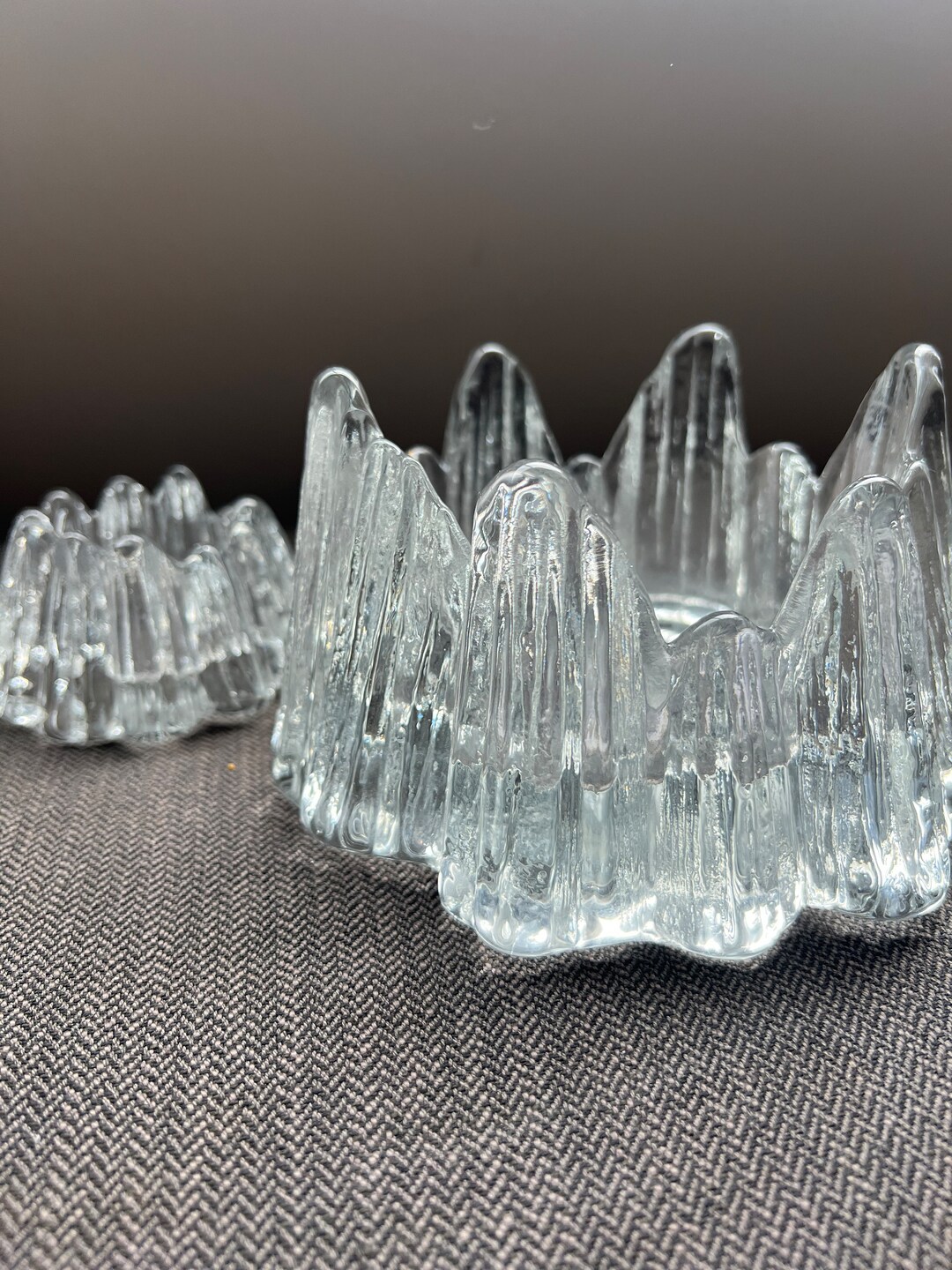 Nybro Swedish Glass - Volcano Iceberg Shape / Ice - Nybro Tealight ...
