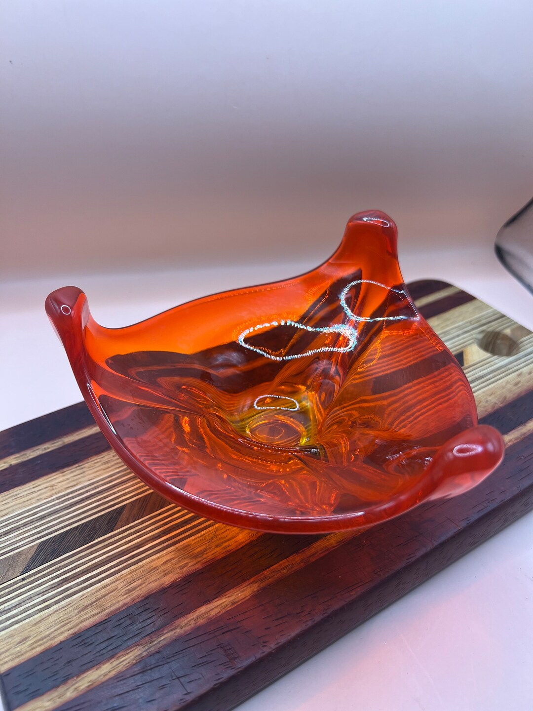 Viking Glass Amberina Triangle Tricorn Console Bowl. Glows. Small Size ...