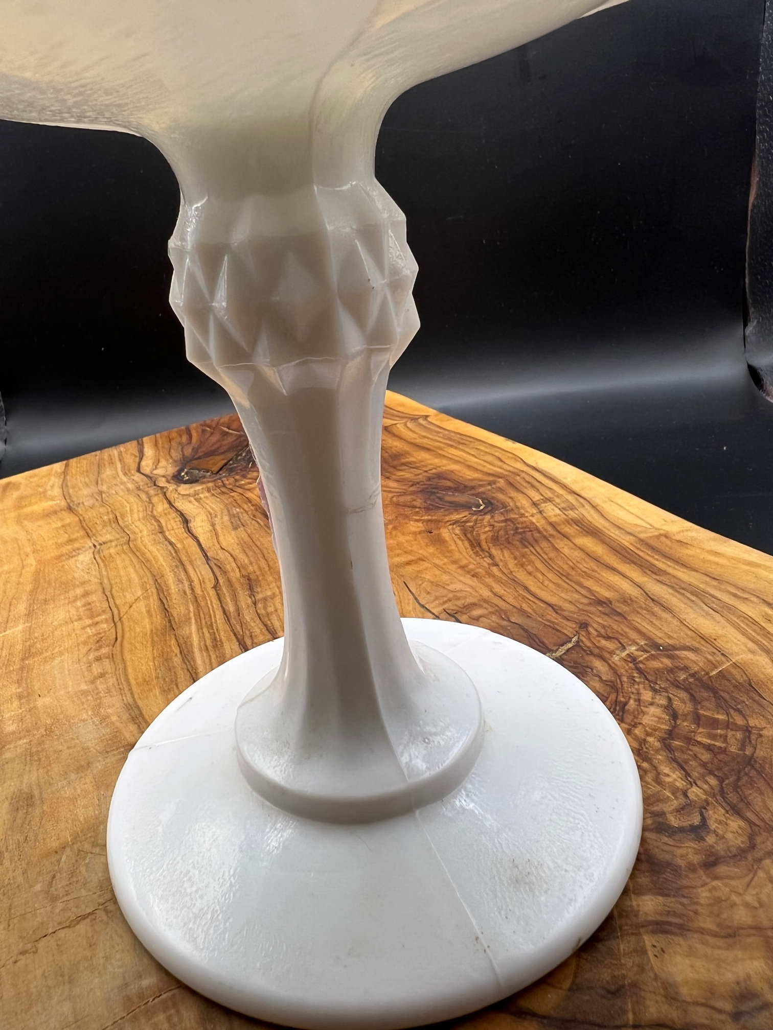 Indiana Glass Diamond Point Milk Glass Compote, Pedestal Dish Serving ...