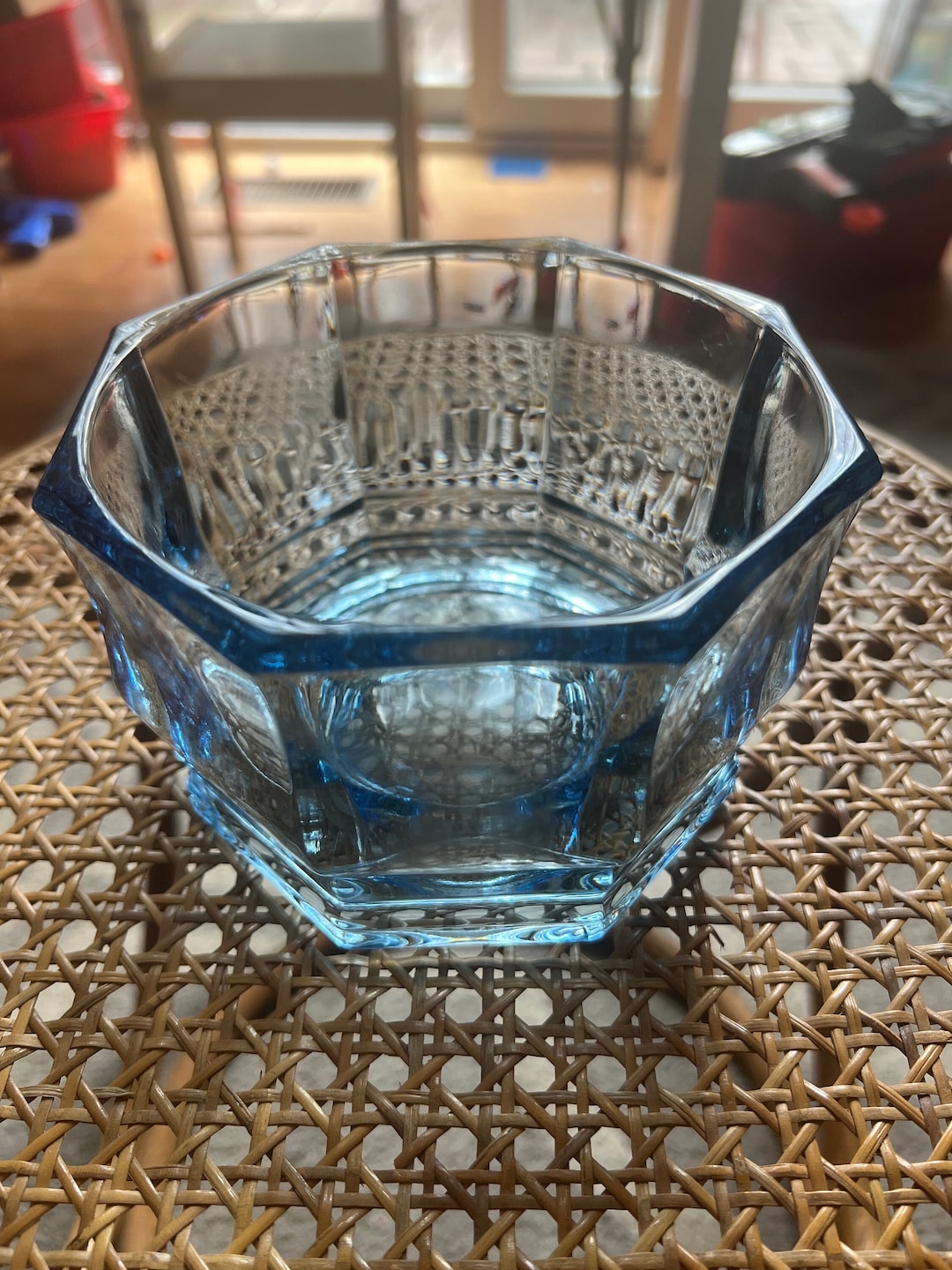 Indiana Glass Octagonal Paneled Ice Blue Glass Bowl. Vintage - Etsy