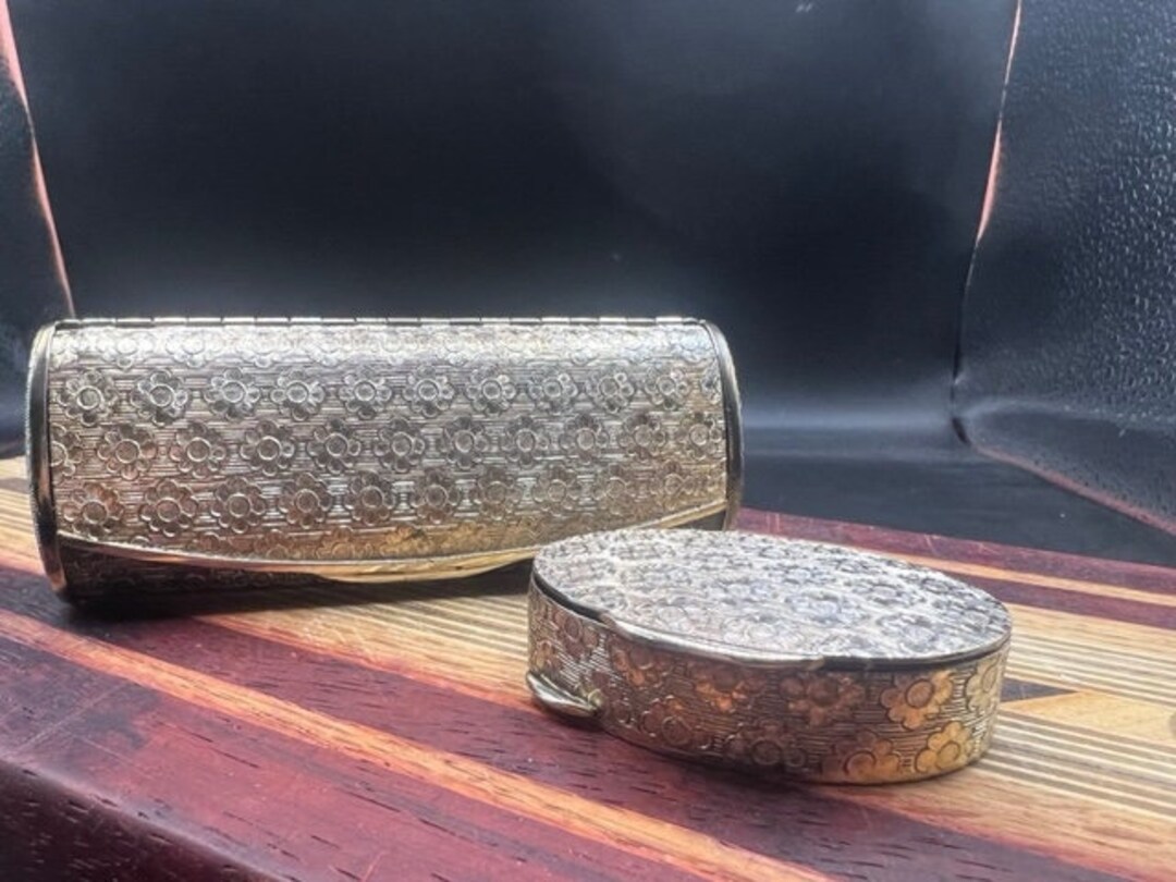 Vintage Powder Puff Case and Glasses Case, Made in Italy, Daisy Pattern ...