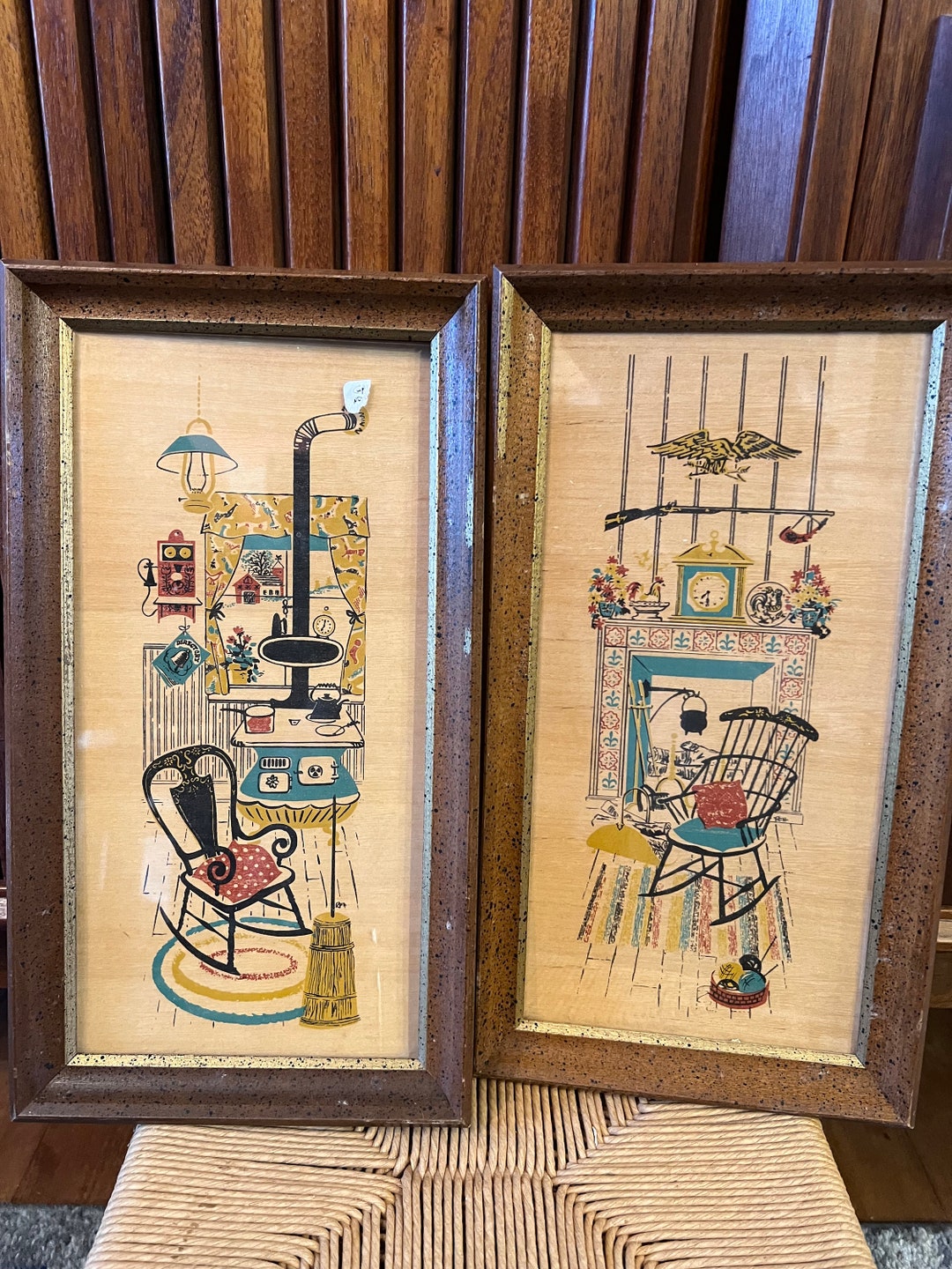 Wood MCM Colonial Subject on Balsa Wood Printed Chairs 2 - Etsy