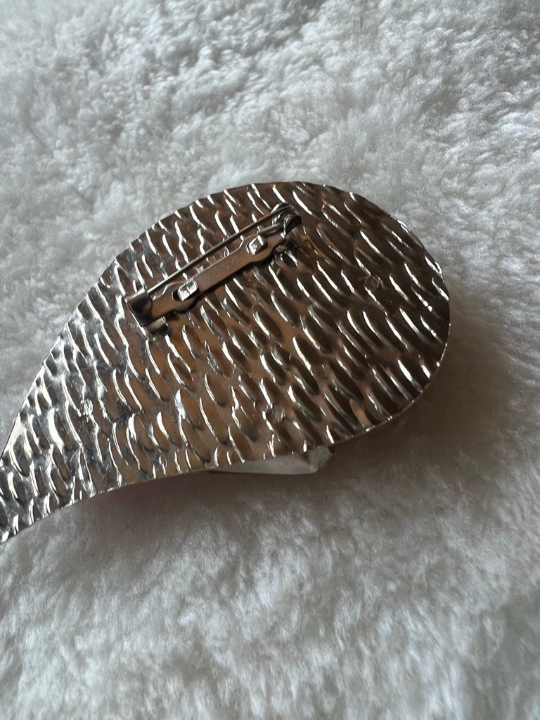 Extra Large Paisley Shapped Pin With Paste Rhinestones. - Etsy