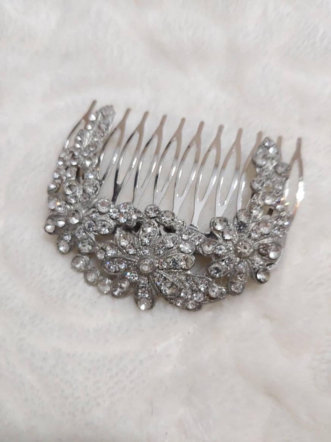 Authentic Vintage 1920s Art Deco RHINESTONE Hair Comb -silver Tone Comb ...