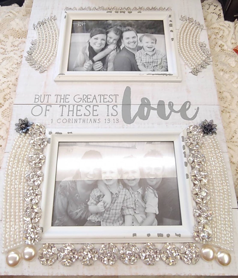Vintage Embellished Wedding Picture Frame-rhinestones pearls | Etsy