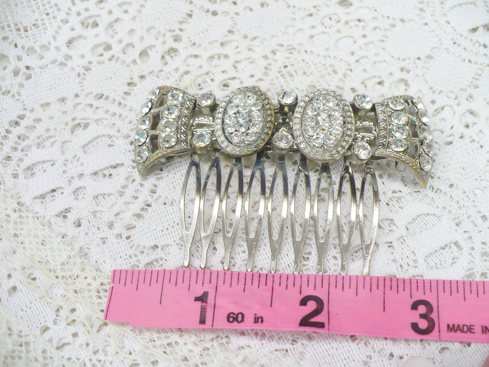 Authentic Vintage 1920s Art Deco RHINESTONE Hair Comb Silver | Etsy