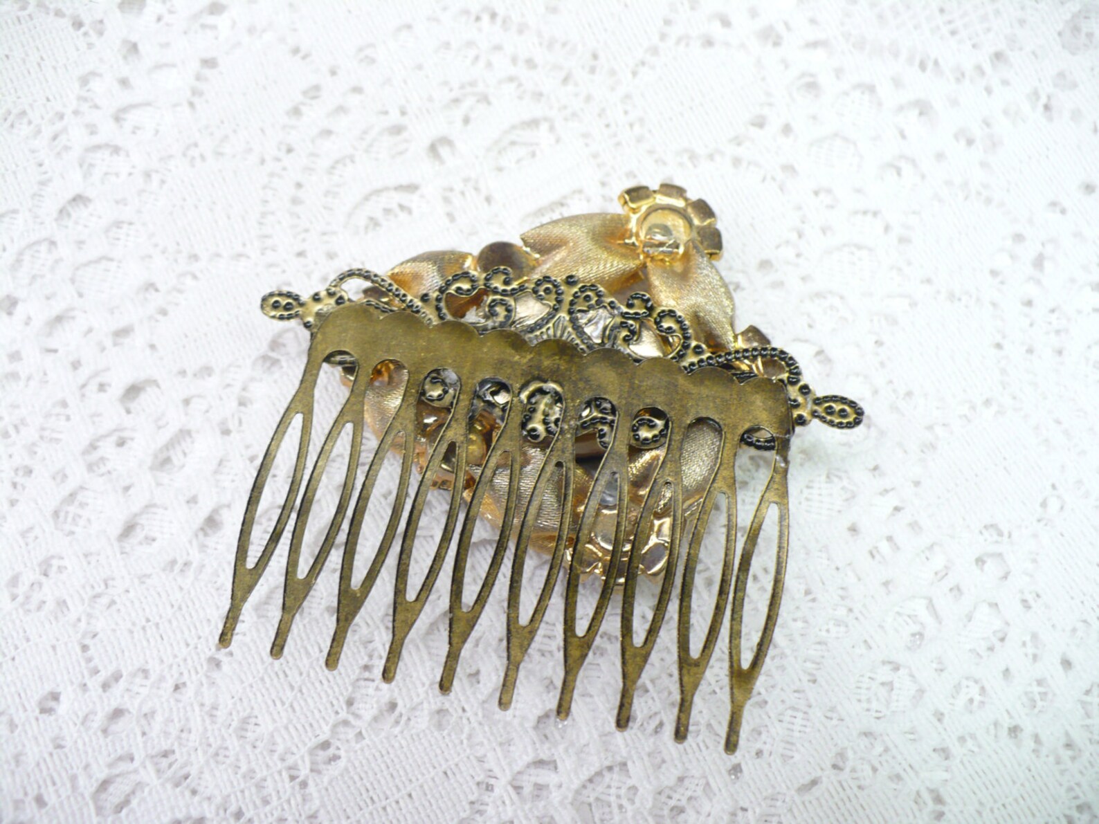 Vintage Bridal or Formal Hair Comb Gold Tone Clear - Etsy