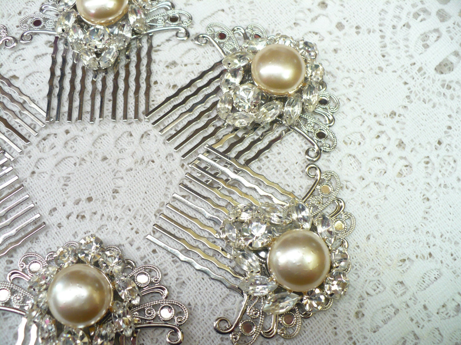 Vintage Repurposed Ivory Pearl & Rhinestone Hair Comb - Etsy