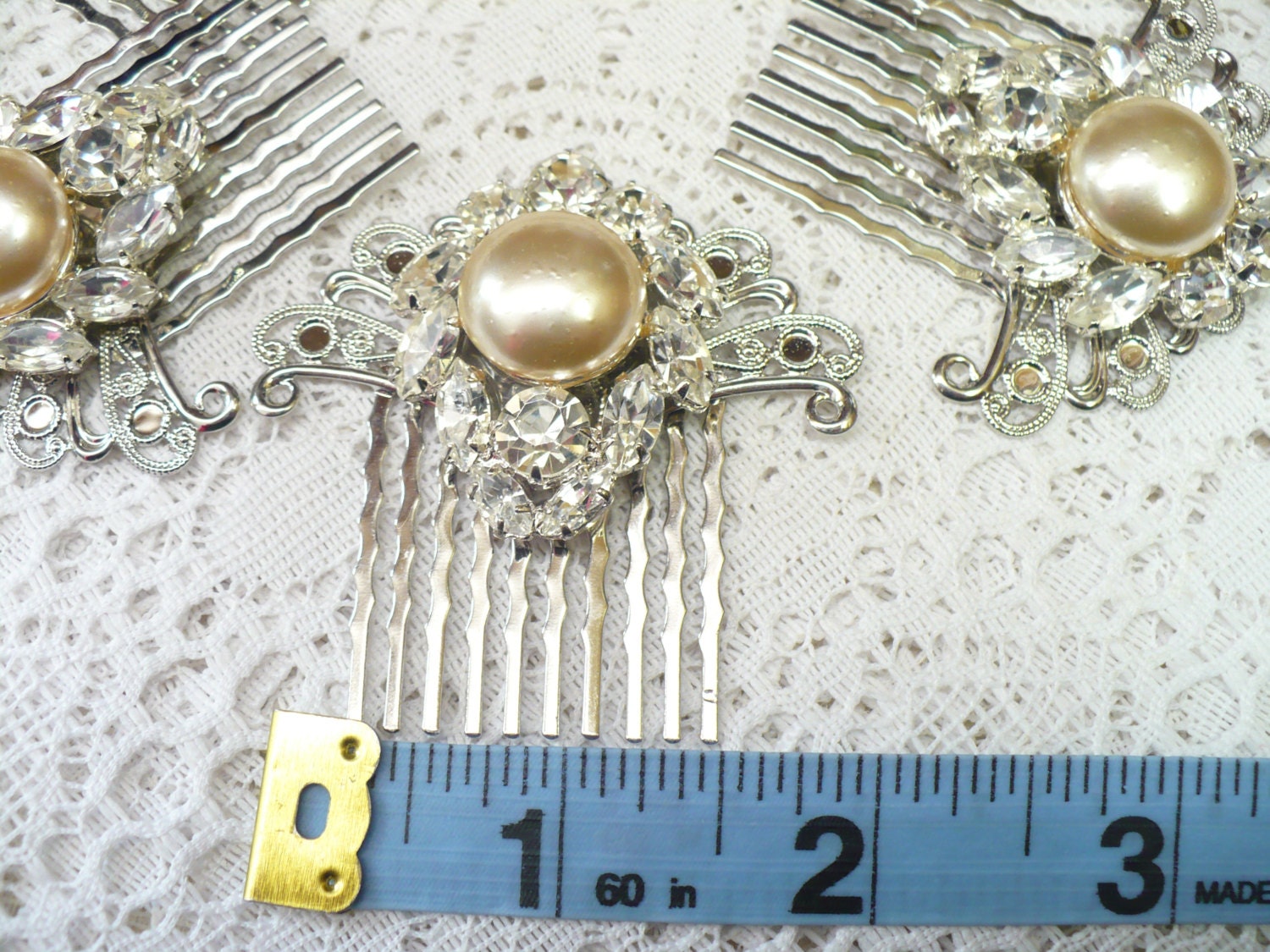 Vintage Repurposed Ivory Pearl & Rhinestone Hair Comb - Etsy
