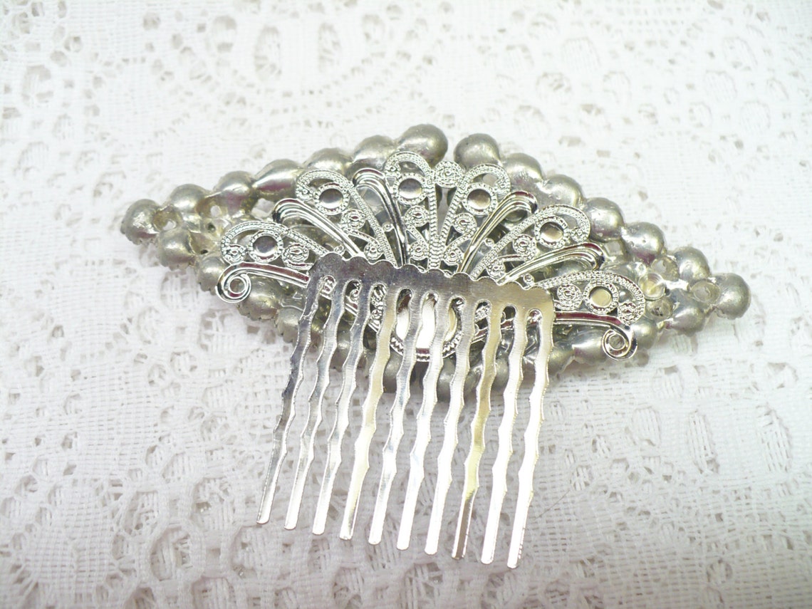 Authentic 1920s Vintage Art Deco RHINESTONE Hair Comb Silver - Etsy