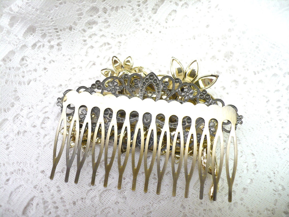 Vintage Bridal or Formal Hair Comb Bronze Comb CHAMPAGNE | Etsy