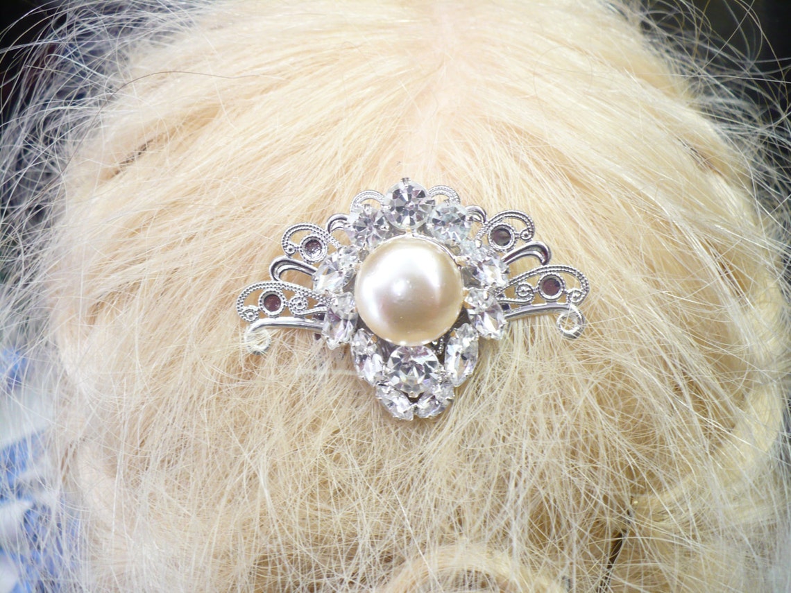 Vintage Repurposed Ivory Pearl & Rhinestone Hair Comb - Etsy
