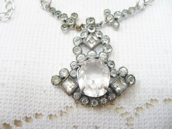 Authentic Vintage 1930s Art Deco Rhinestone Necklace … - Gem