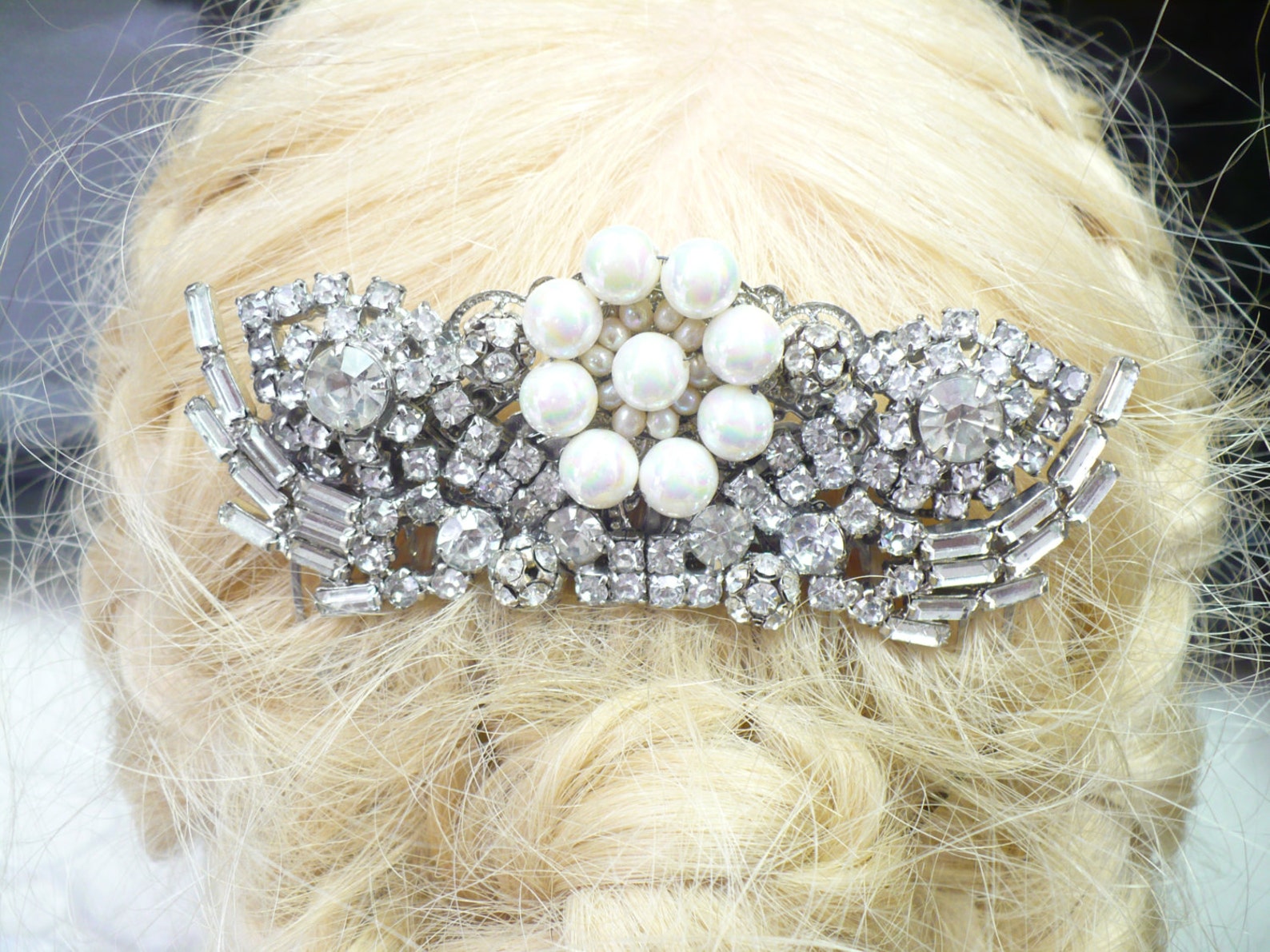 Vintage Bridal or Formal Hair Comb RHINESTONE Iridescent | Etsy