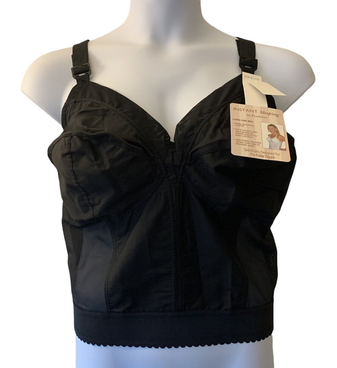 Vintage 40C Plusform Bustier Instant Shaping Lingerie Black Slimming ...