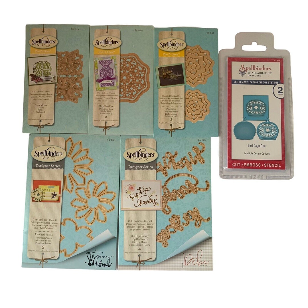 6 Spellbinders Designer Series Die D-lites Sets Bird Cage Pinecones ...