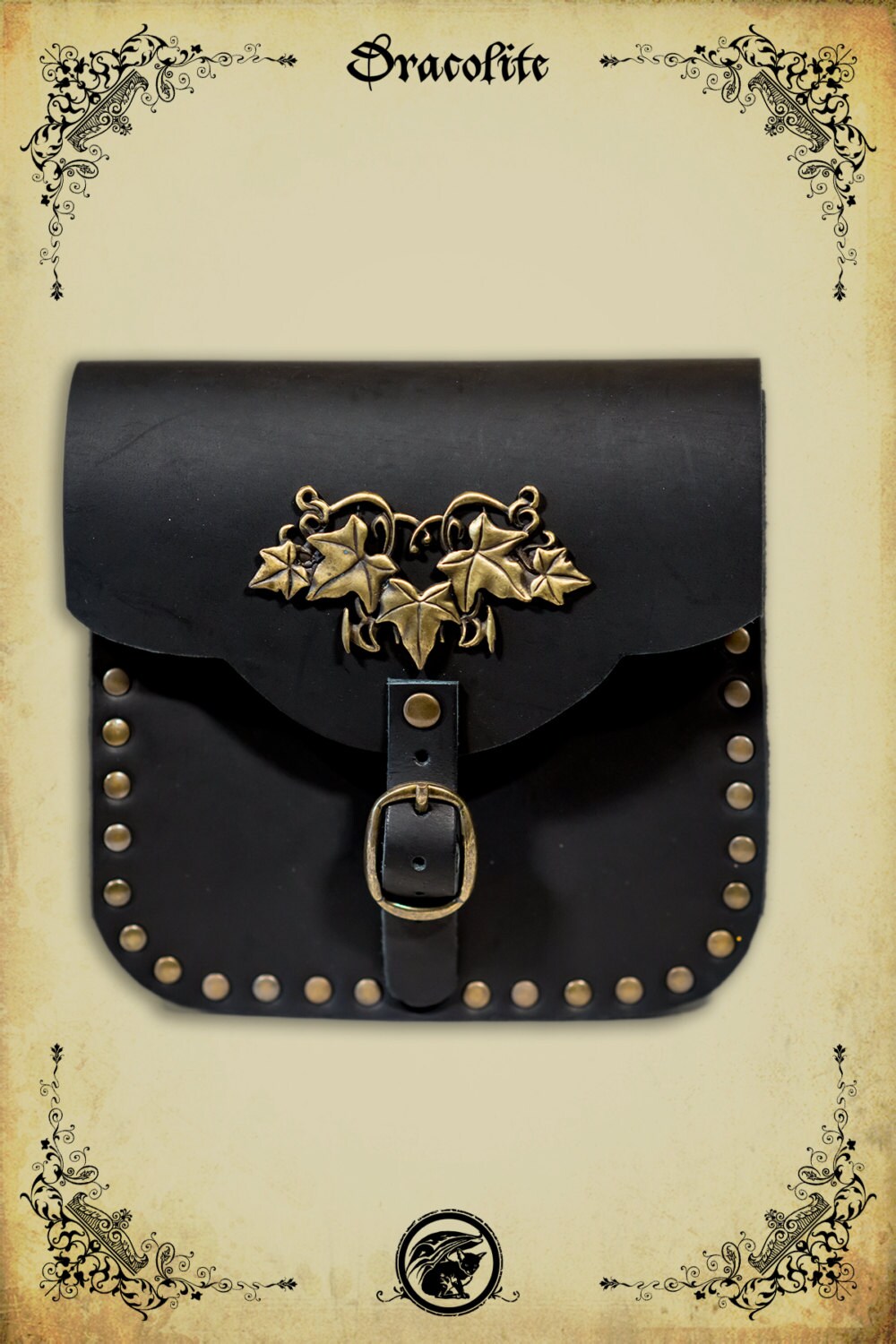 Large square elven poutch in leather for LARP action | Etsy