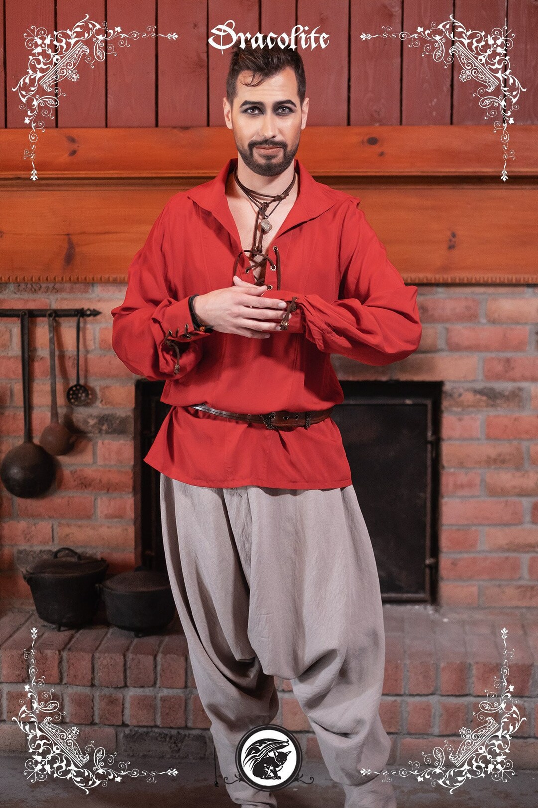 Hosta Shirt Gypsy Clothing Medieval Shirt for Men LARP Costume and ...