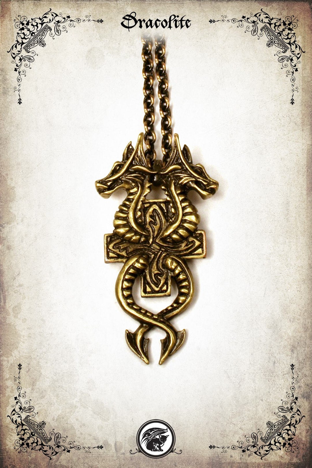 Medieval Double Dragon Jewelry - Handmade Pendant - Etsy